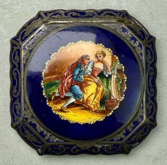 Antique French? Austria? Sterling & Enamel Portrait Compact - Mantle ...