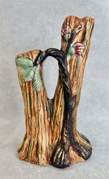 Weller Pottery Split Tree Trunk Vase - Mantle Auctioneer