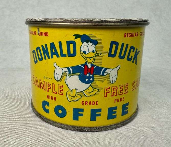 Vintage Donald Duck Coffee Tin Coin Bank Goyer Coffee Company - Mantle ...