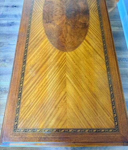 Antique Mahogany Inlaid Console/Library Table with Front & Back ...