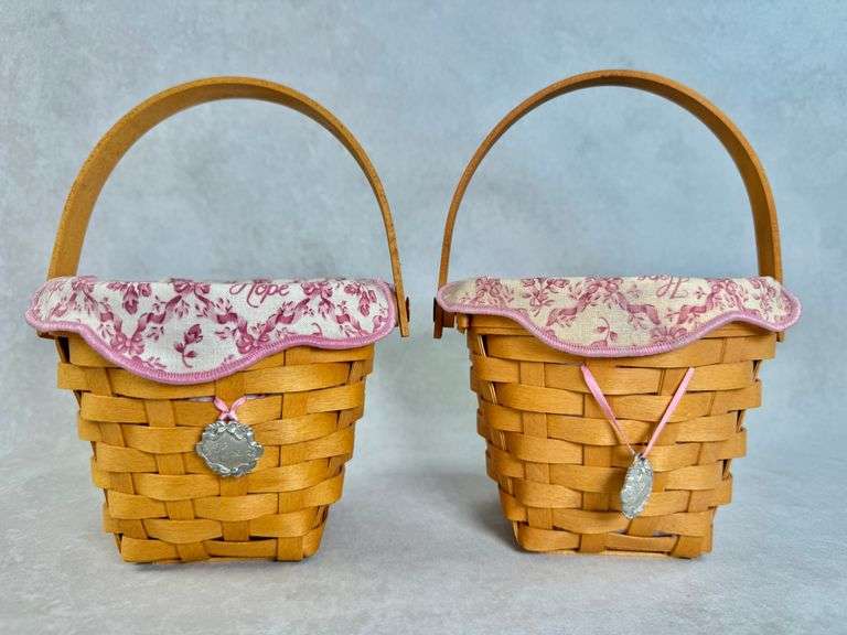 (2) 2001 Longaberger Hope Baskets - Mantle Auctioneer
