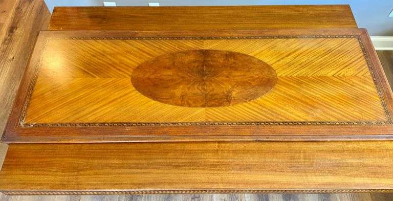 Antique Mahogany Inlaid Console/Library Table with Front & Back ...