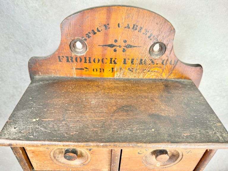 Antique 8 Drawer Frohock Furniture Company Ohio Hanging Spice Cabinet ...