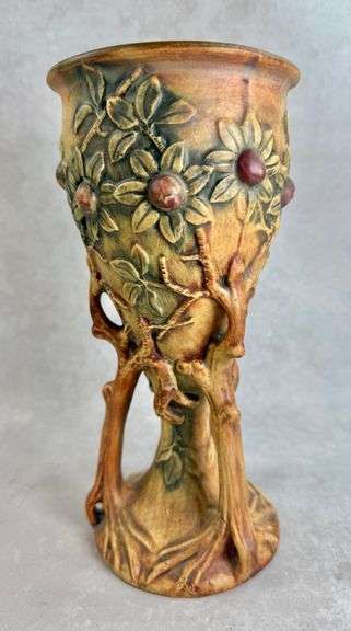Weller Pottery Woodcraft Vase - Mantle Auctioneer