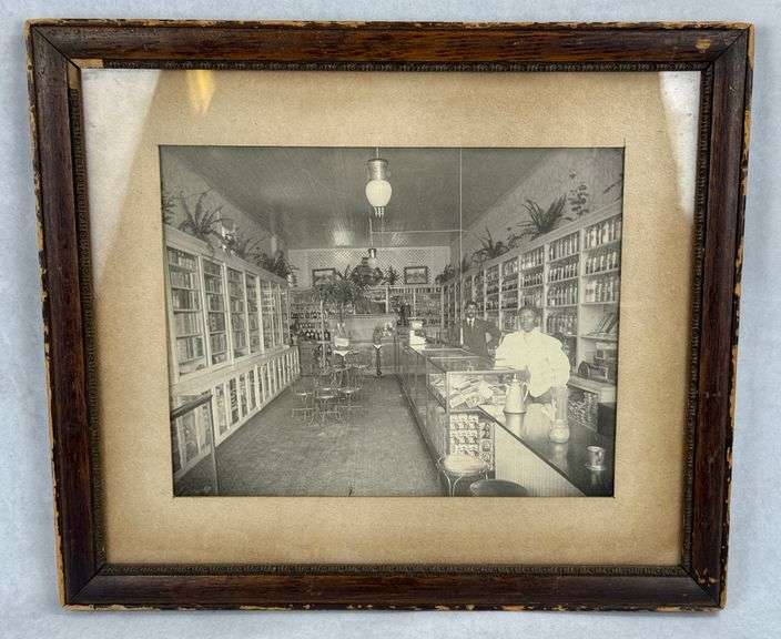 Framed Antique Photograph of African American Apothecary General Store - Mantle Auctioneer