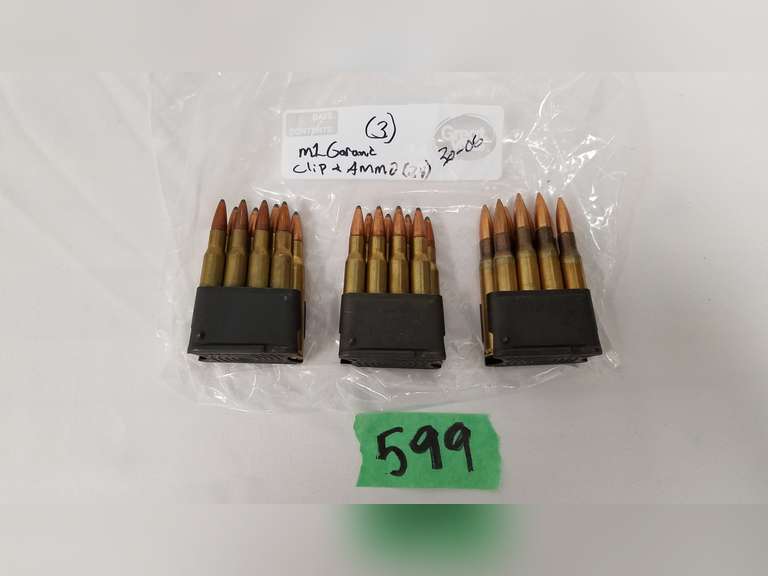(3) M1 Garand Clips W/30-06 Ammunition (8 Per Clip X 3 = 24 Rds) - Adam ...