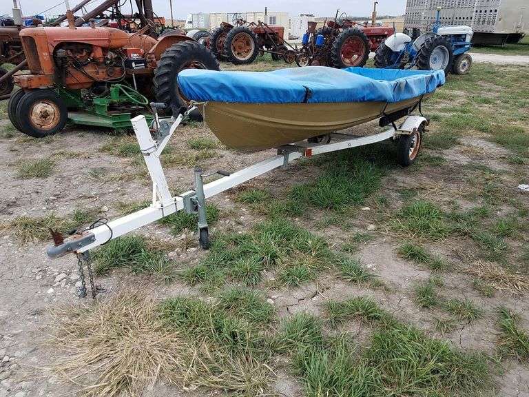 14FT V Bottom Boat with Trailer - Adam Marshall Land & Auction, LLC