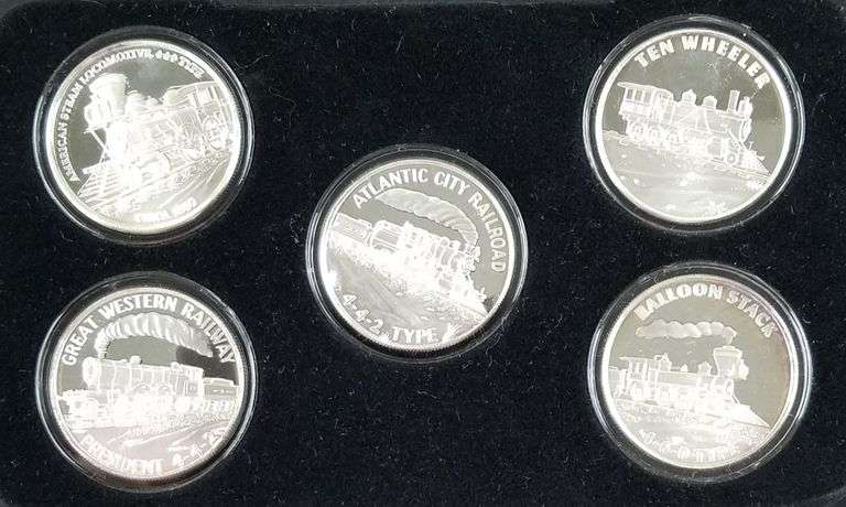 Train/Railroad 1 OZ Silver Rounds Set - Great Western Railway, Atlantic ...