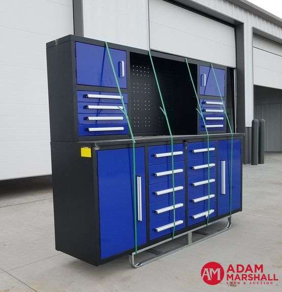 Unused Steelman Tool Box - Blue - 18 Drawer & 4 Door, 87"W x 22"D x 67 ...