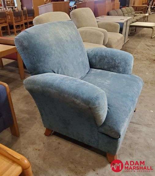 Blue Fabric Overstuffed Arm Chair - 43" W - Adam Marshall Land ...
