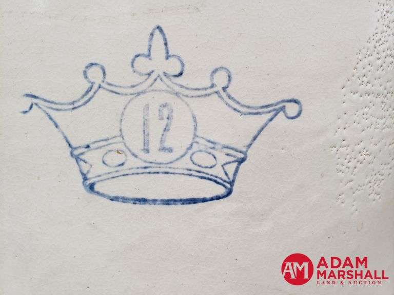 Antique 12 gallon stoneware crock. Robinson Ransbottom Blue Crown *See detailed photos for ...