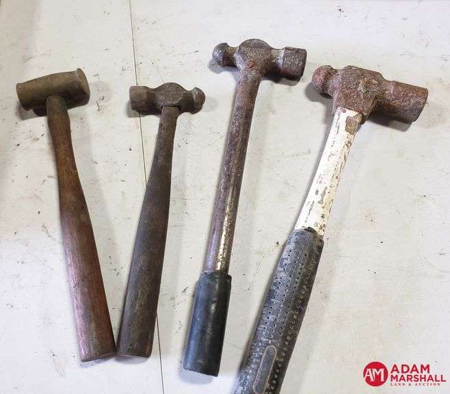 Assorted Hammers - (3) Ball Peen & (1) Brass - Adam Marshall Land & Auction, LLC