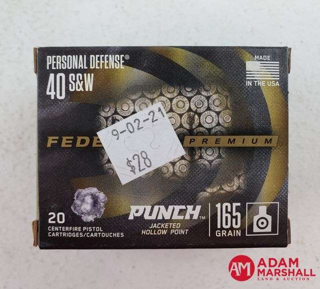 Federal Premium Personal Defense 40 S&W - 165 Gr PUNCH JHP (3 X 20) - Adam Marshall Land ...
