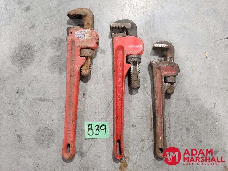 (3) Assorted Pipe Wrenches - Adam Marshall Land & Auction, LLC