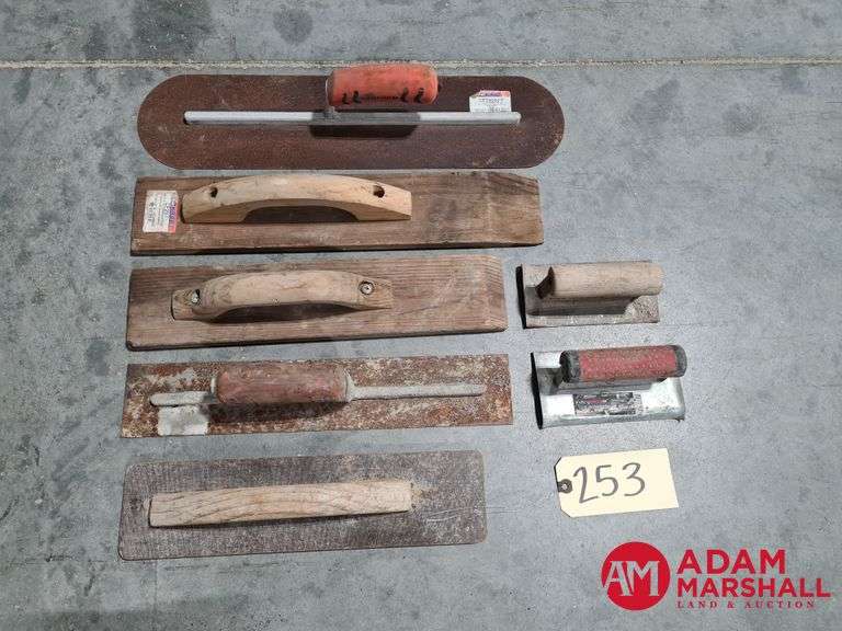 (7) Assorted Concrete Hand Trowels - Adam Marshall Land & Auction, LLC
