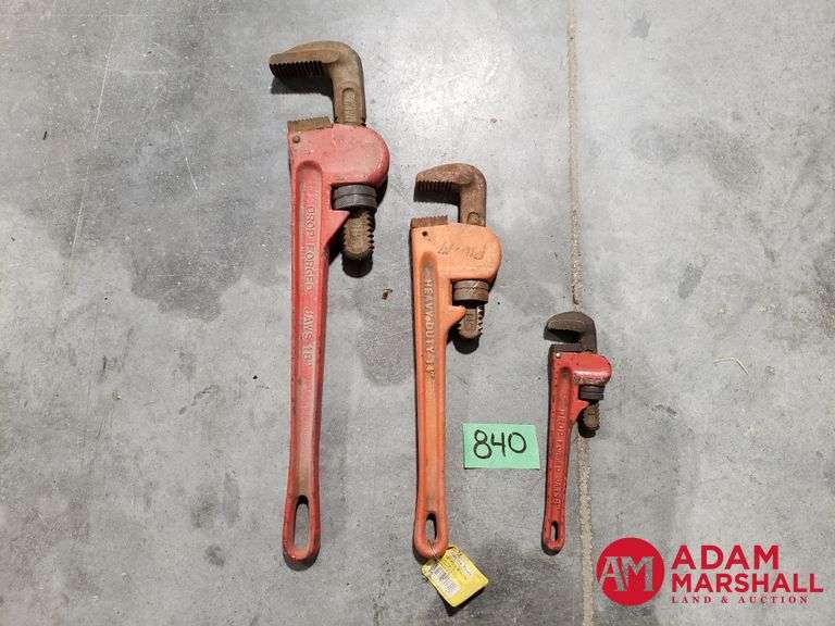 (3) Assorted Pipe Wrenches - Adam Marshall Land & Auction, LLC