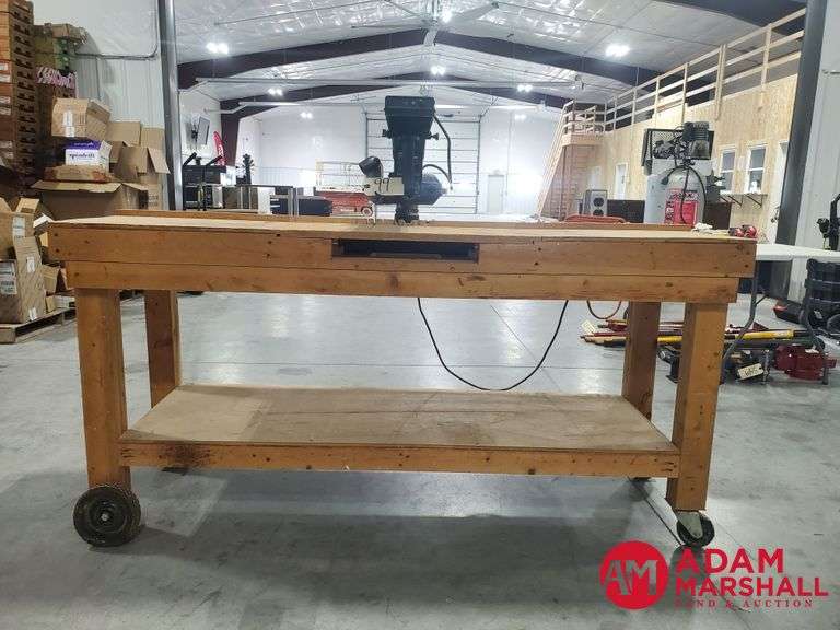 Ryobi RA200 8 1/4" Radial Arm Saw, Rolling Work Bench with Bottom Shelf ...