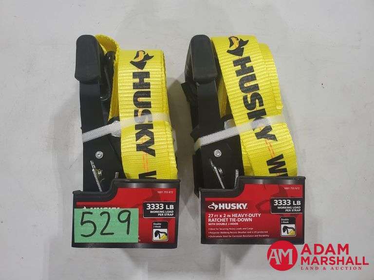 (2) Husky #1001 755 672 Double J-Hook 3333 LB Working Load Per Strap ...