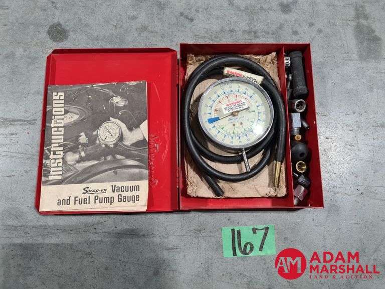 Snap-On Vacuum and Fuel Pump Gauge with Accessories, Manual and Metal ...