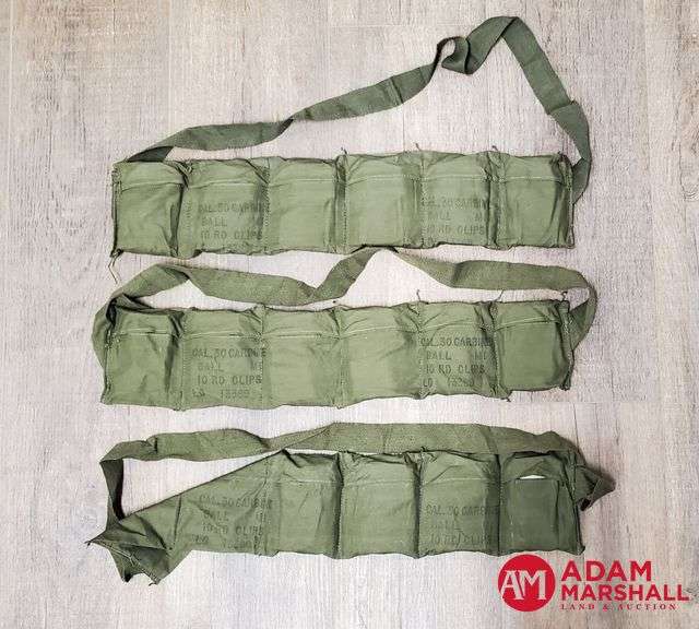 (3) Vintage M1 30 Carbine Ball Military Magazine Belts "Harian Co Aug ...