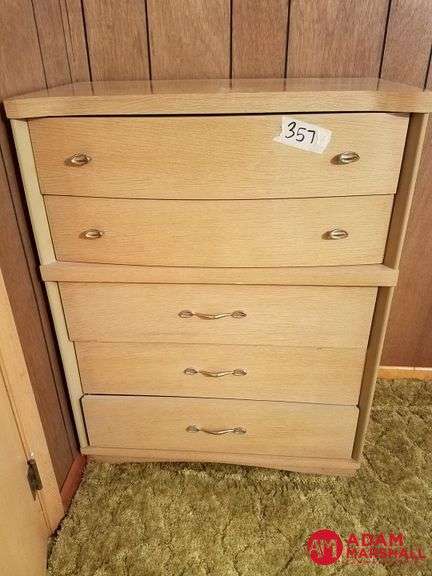 Mid Century Modern5 Drawer Dresser - Adam Marshall Land & Auction, LLC