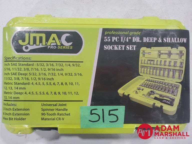 JMAC 07-9200 55 PC 1/4" DR Deep & Shallow SAE/Metric Socket Set NIB - Adam Marshall Land ...