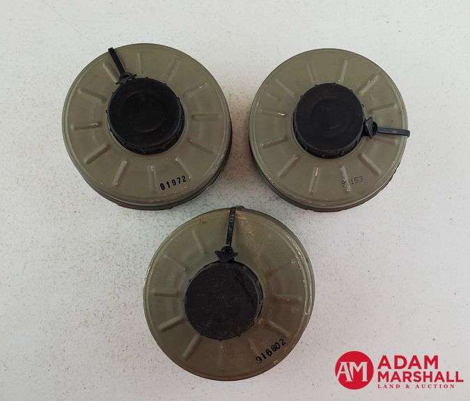 (3) Israeli Type 80 Gas Mask Filters - Adam Marshall Land & Auction, LLC