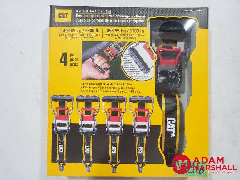 CAT #1705099 4 PC Ratchet Tie Down Set with Double Hooks - Adam ...