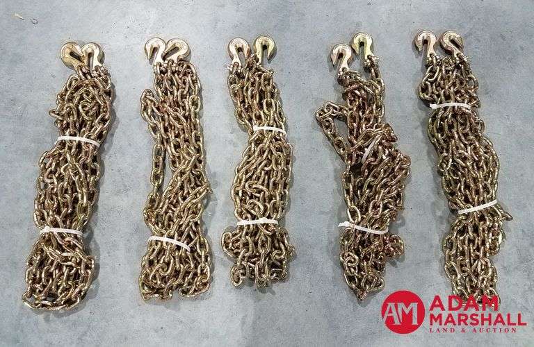 (5) Unused Greatbear 3/8" 20 Ft G70 Chains - Adam Marshall Land ...