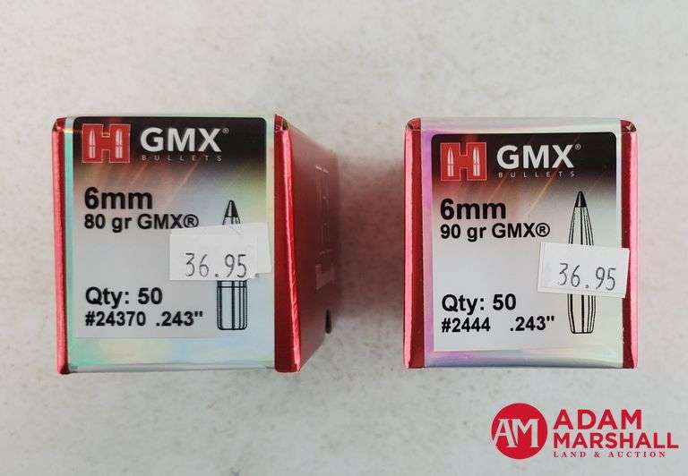 Bullets - Hornady - 6 MM, 243 Dia, 80 Gr GMX (2 X 50) - Adam Marshall Land & Auction, LLC