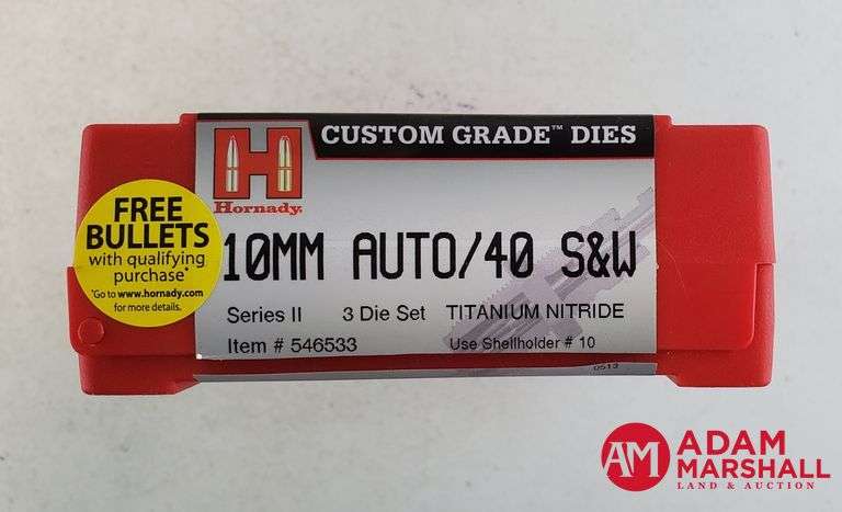 Hornady Custom-Grade 10MM Auto Reloading Die Set - Adam Marshall Land & Auction, LLC