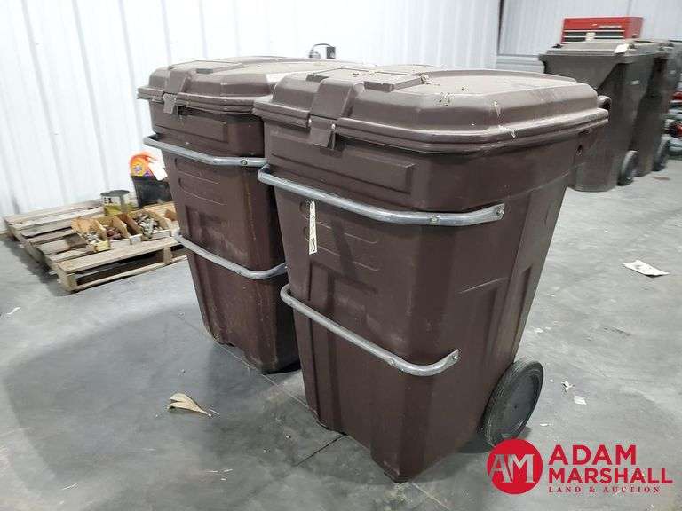 (2) Poly Rollout Waste Container - 65 Gallon - Adam Marshall Land ...