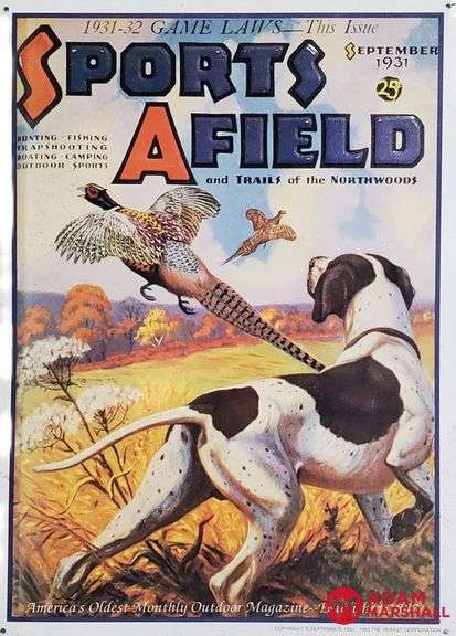 Sports Afield Sept 1931 Cover Metal Sign - 12" X 16.5" - Adam Marshall ...