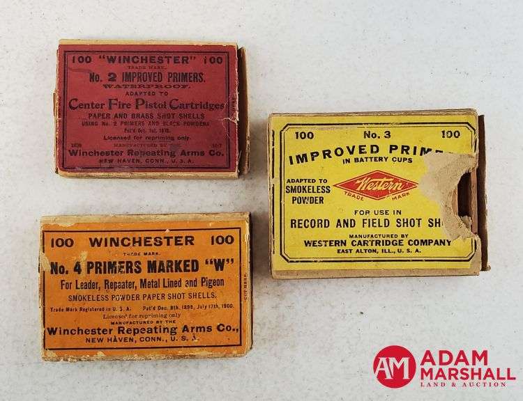 Assorted Vintage Primers: (2)Winchester & (1)Western Cartridge - Adam ...
