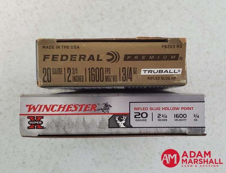 20 GA, 2-3/4", Rifled Slug HP: Federal Premium (1 X 5) + Winchester ...