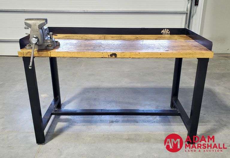 MAC Tools Stationary Workbench/Butcher Block Top W/Mounted Wilton 6 ...