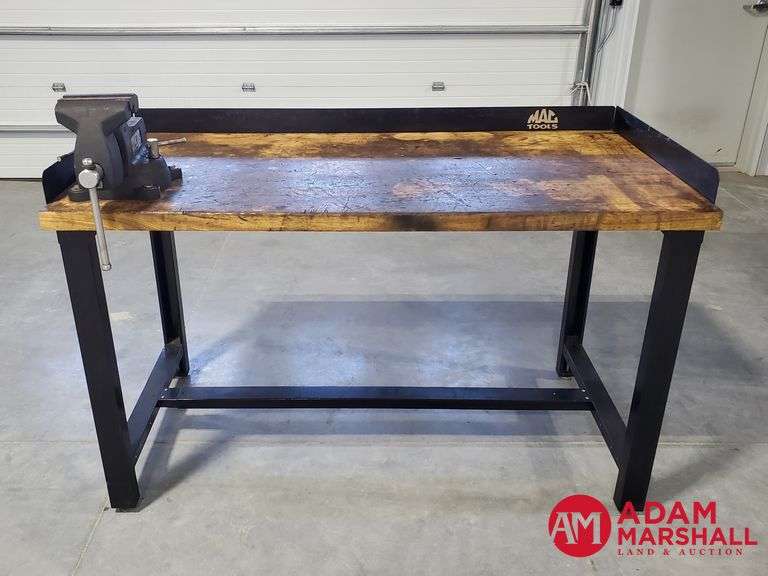 MAC Tools Stationary Workbench/Butcher Block Top W/Mounted Wilton 6 ...