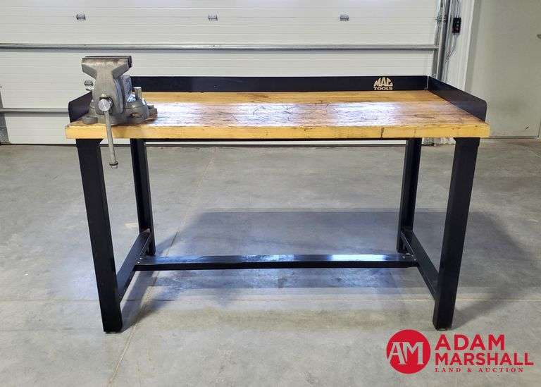 MAC Tools Stationary Workbench/Butcher Block Top W/Mounted Wilton 6 ...