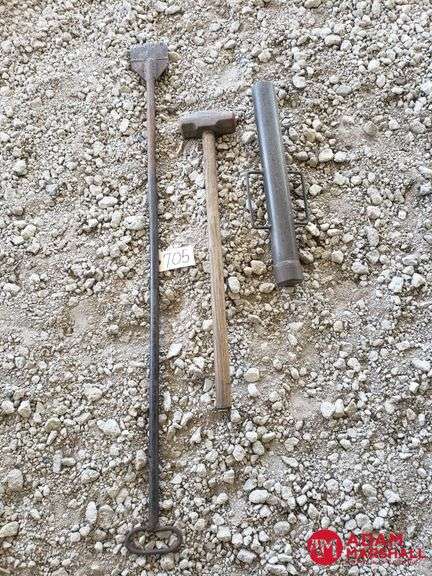 Post driver, sledge hammer and breaker - Adam Marshall Land & Auction, LLC