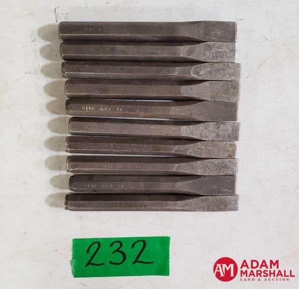 (10) Assorted flat head chisels - Adam Marshall Land & Auction, LLC