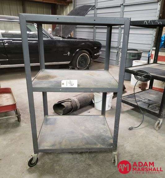 Rolling metal shop cart - Adam Marshall Land & Auction, LLC