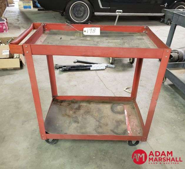 Rolling metal shop cart - Adam Marshall Land & Auction, LLC