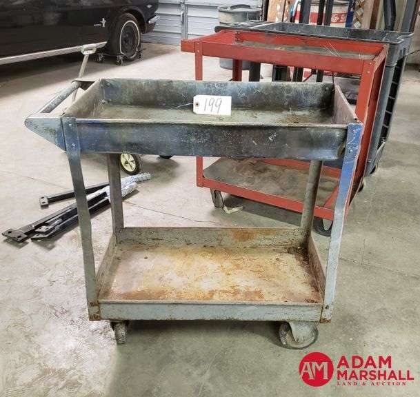 Rolling metal shop cart - Adam Marshall Land & Auction, LLC