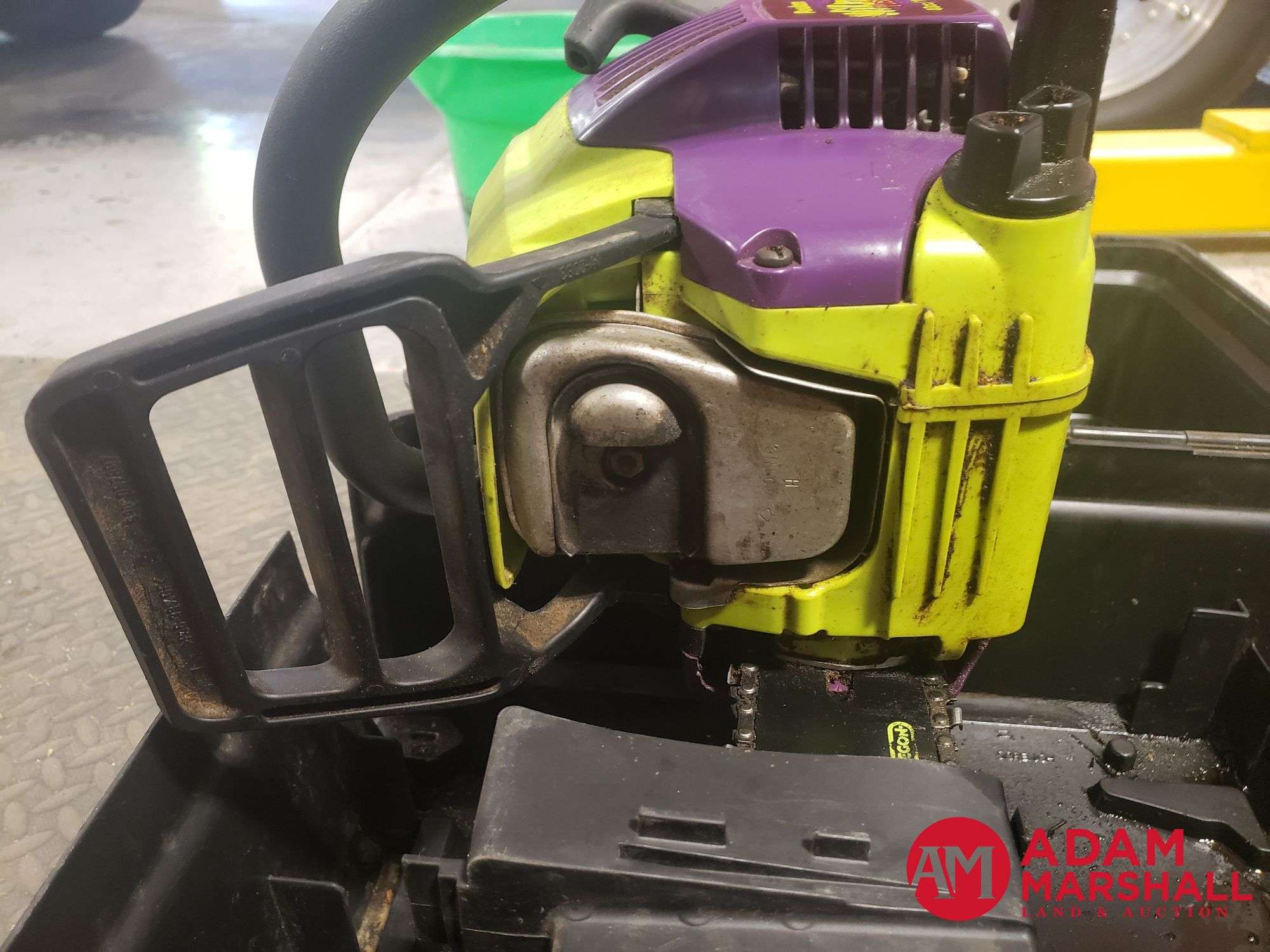 Poulan Wild Thing 40cc 18 chainsaw with manual case. Model P4018WM. Includes oil chains links as shown Adam Marshall Land Auction LLC