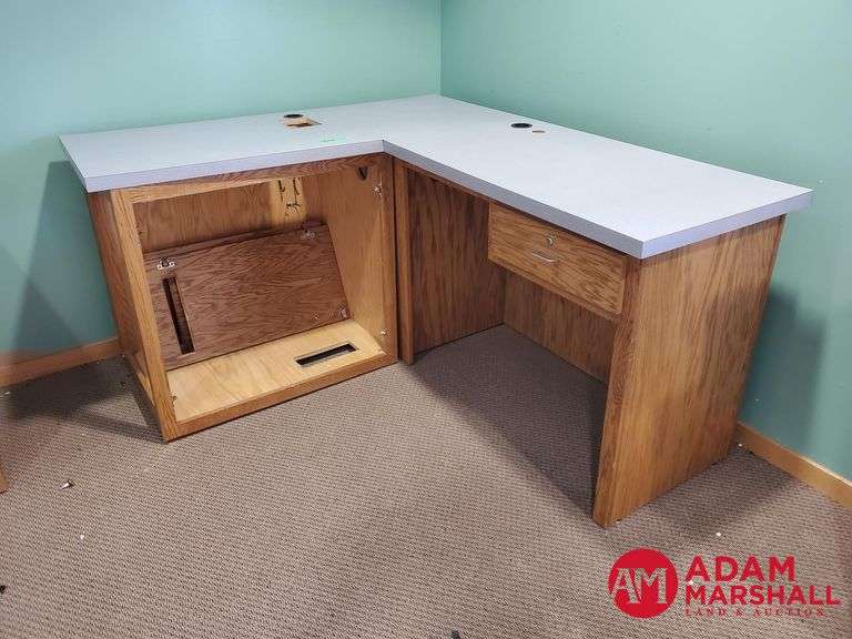 High Top Wood L-Shaped Work Surface - 60" x 69.5" x 36" - Adam Marshall ...