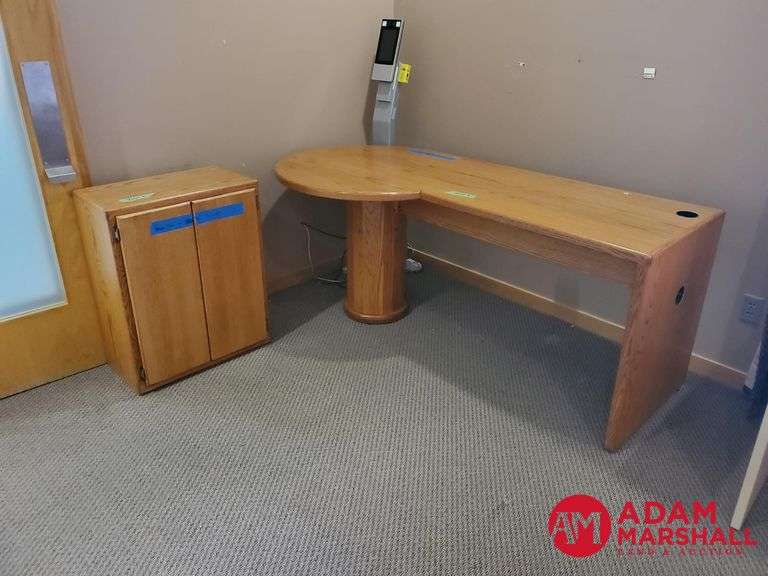 Open Ended Wood Desk w/ Storage Cabinet - Adam Marshall Land & Auction, LLC