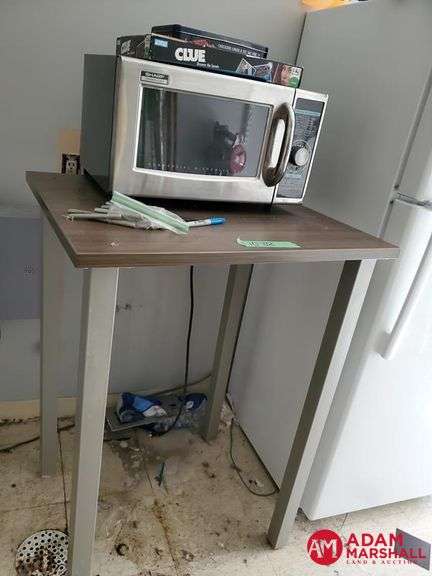 Sharp Microwave & High Top Table w/ Wood Laminate Top - 30" x 25" x 42 ...