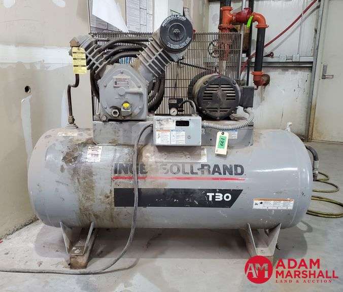Ingersol Rand T30 120 Gallon Air Compressor W/Legacy Hose & Reel - Adam ...