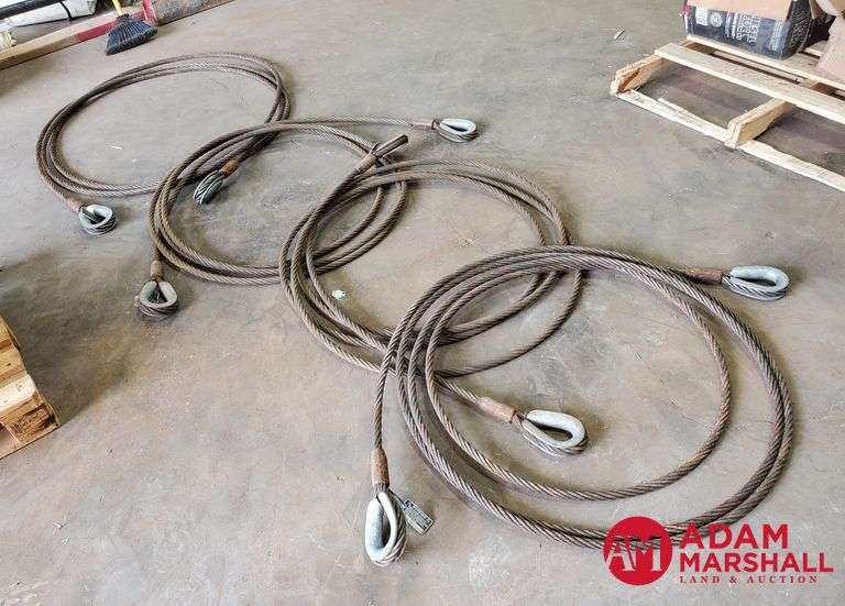(4) Rockford Rigging 3/4" X 30' Thimbled Eye Wire Rope Slings - Adam ...