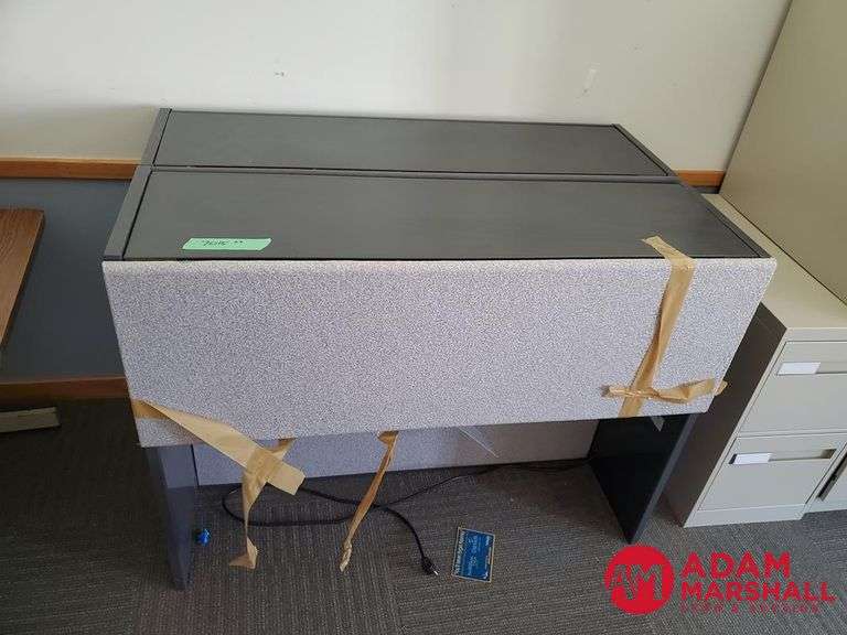 (2) One Door Lighted Tackboard Desk Hutches - 14" x 4 FT x 3 FT H ...